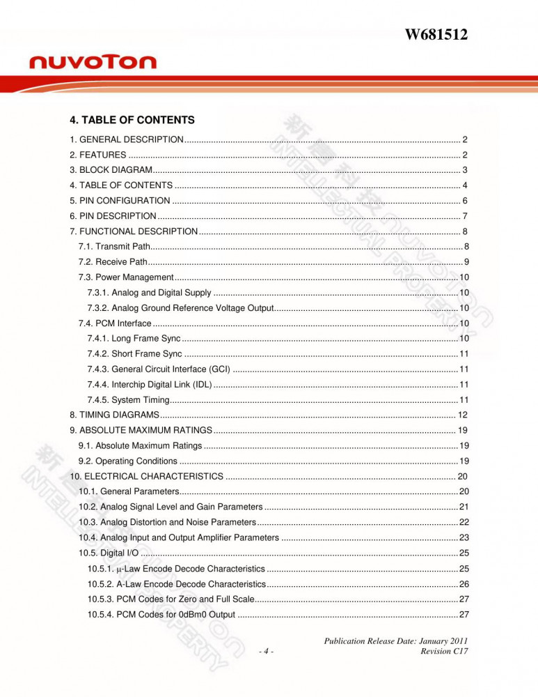 W681512 datasheet page 4