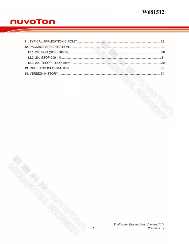 W681512 datasheet page 5