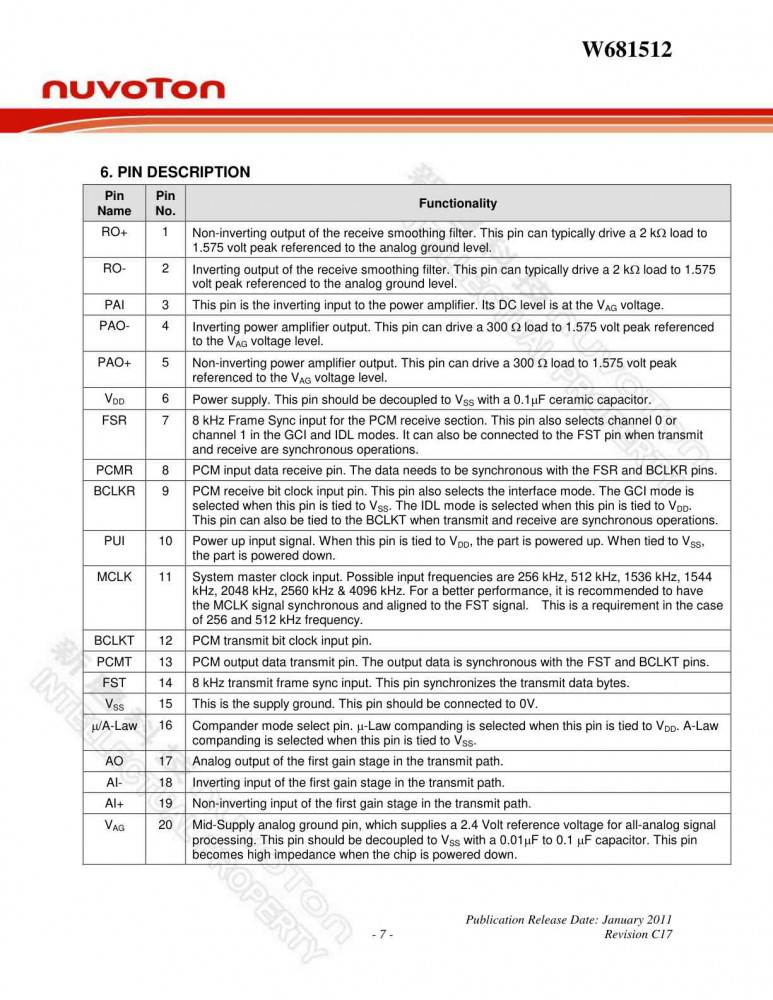 W681512 datasheet page 7