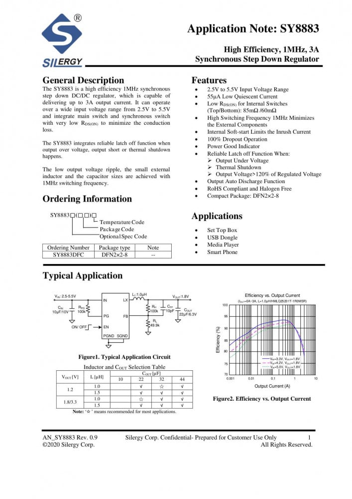 SY8883DFC datasheet page 1