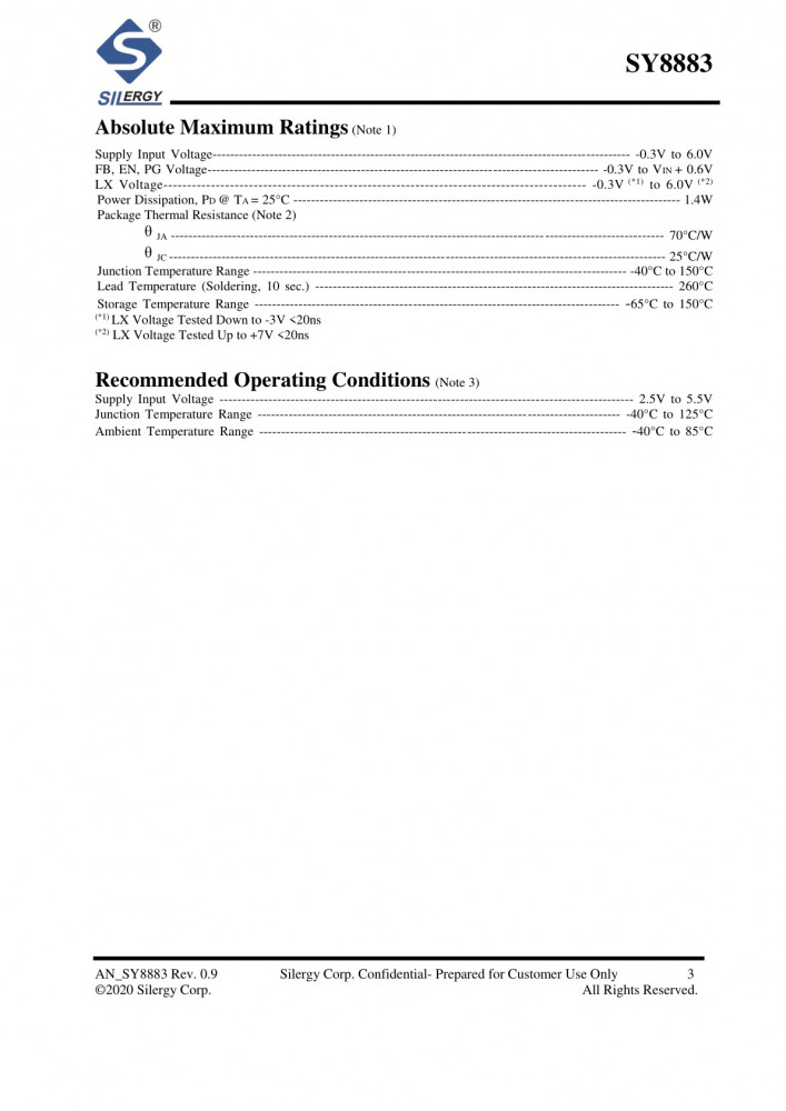 SY8883DFC datasheet page 3