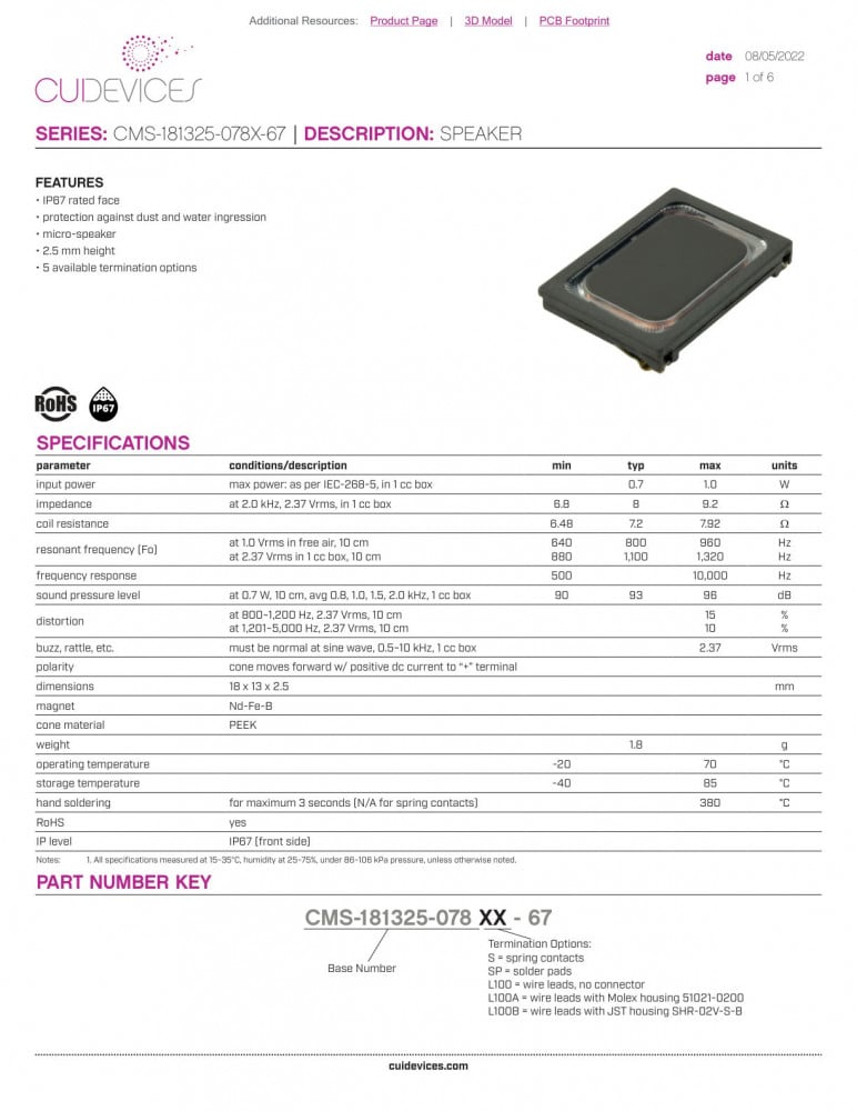 CMS-181325-078S-67 datasheet page 1