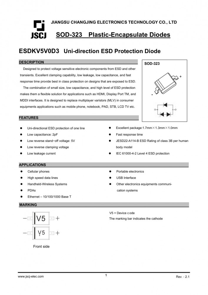 ESDKV5V0D3 datasheet page 1