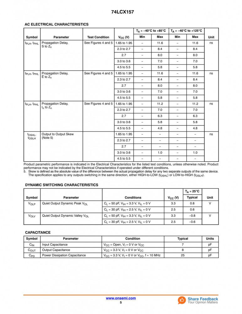 74LCX157 datasheet page 5