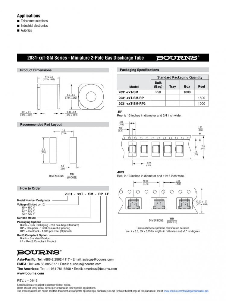 BOURNS 2031-15T-SM-RPLF datasheet page 2