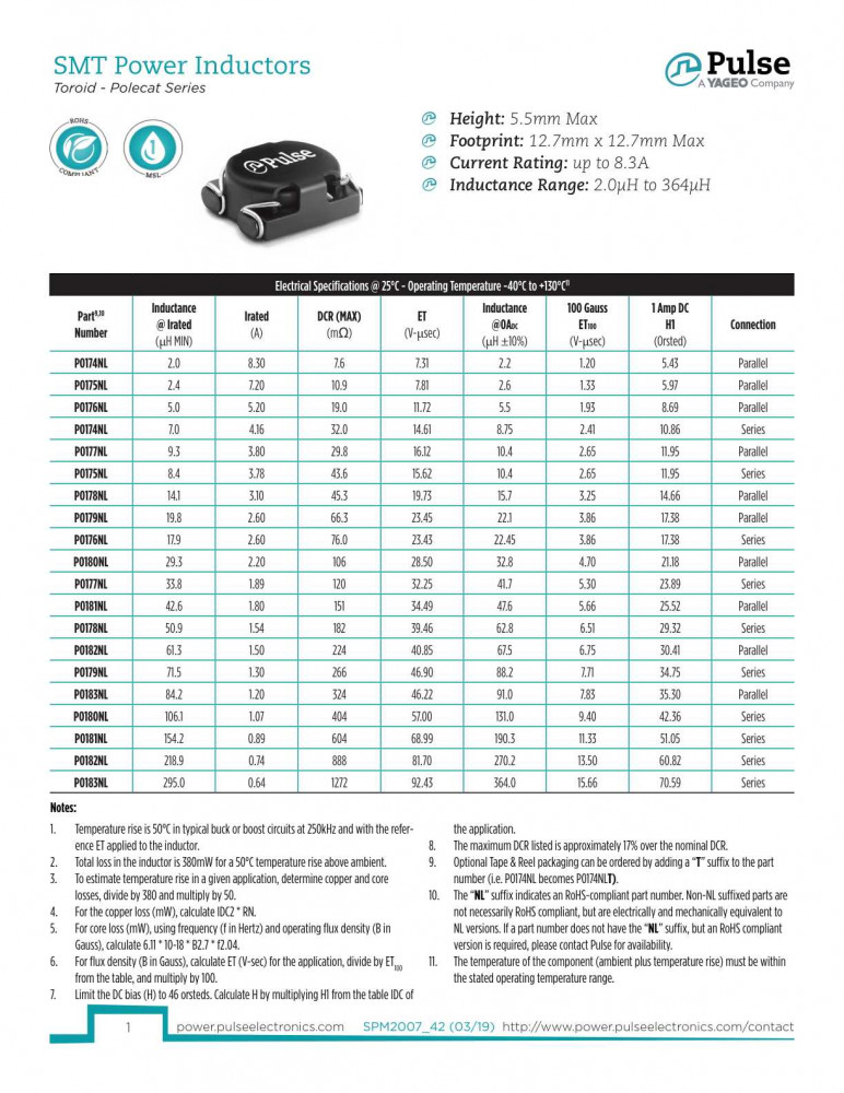 P0181NL datasheet page 1