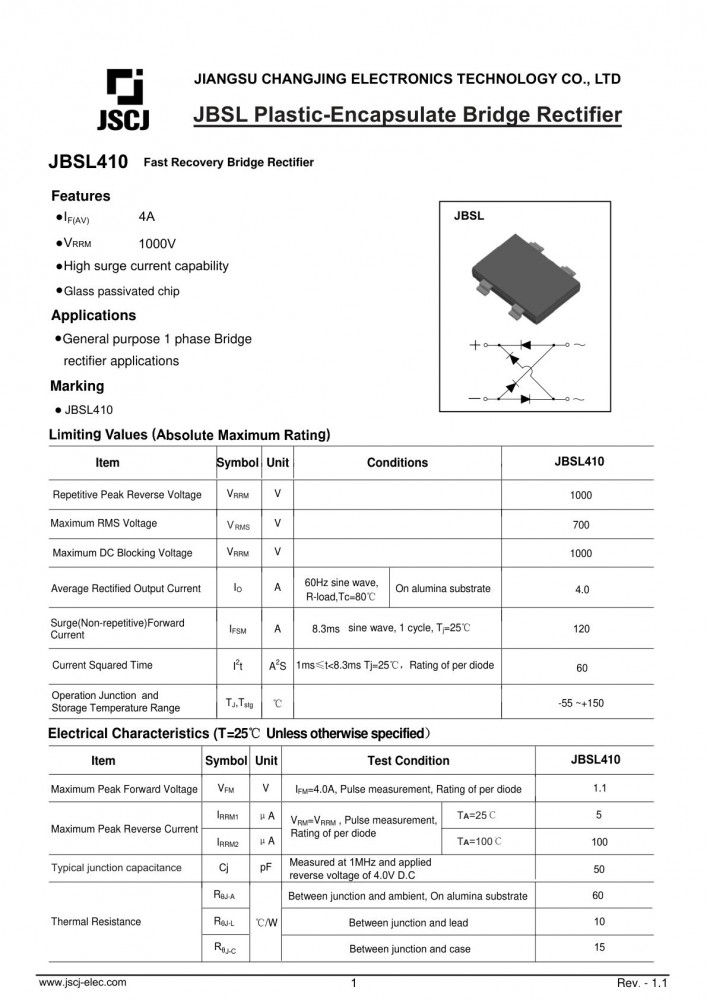 JBSL410 datasheet page 1