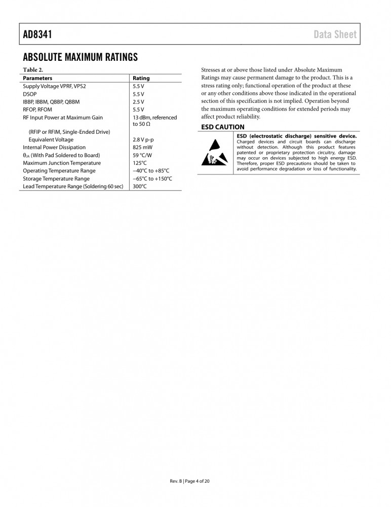 AD8341 datasheet page 4