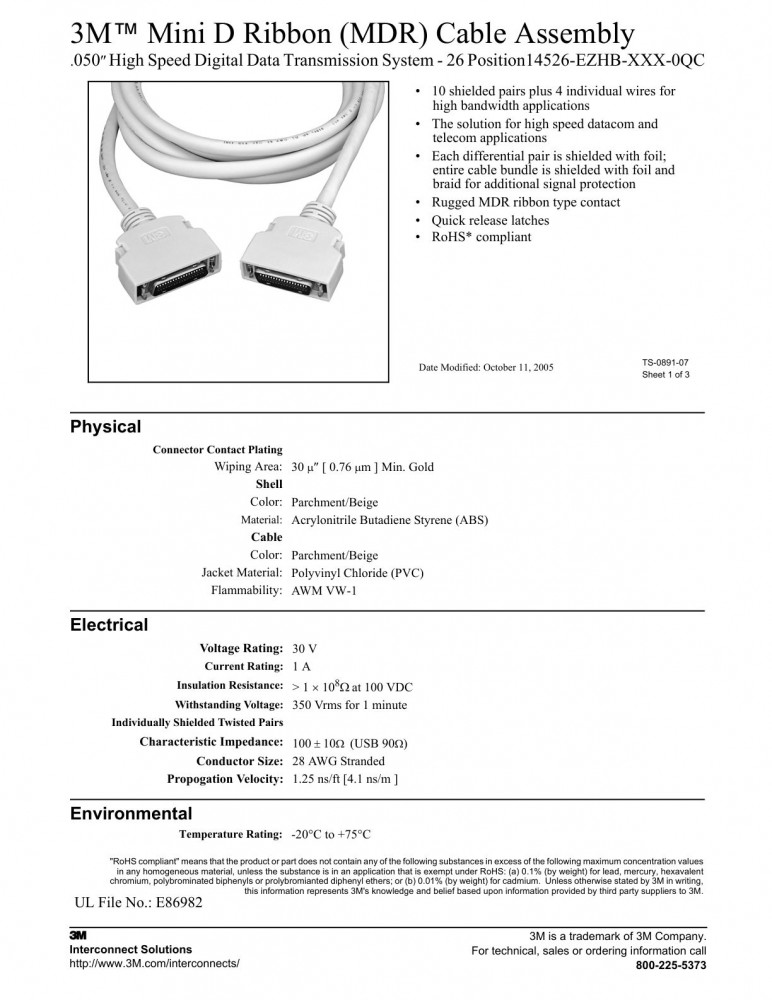 3M TS-0891-07 technical data sheet page 1