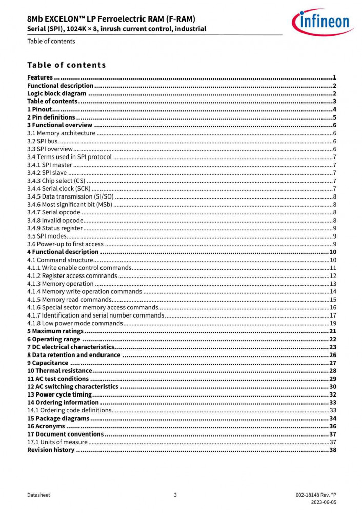Infineon CY15B108QI datasheet page 3
