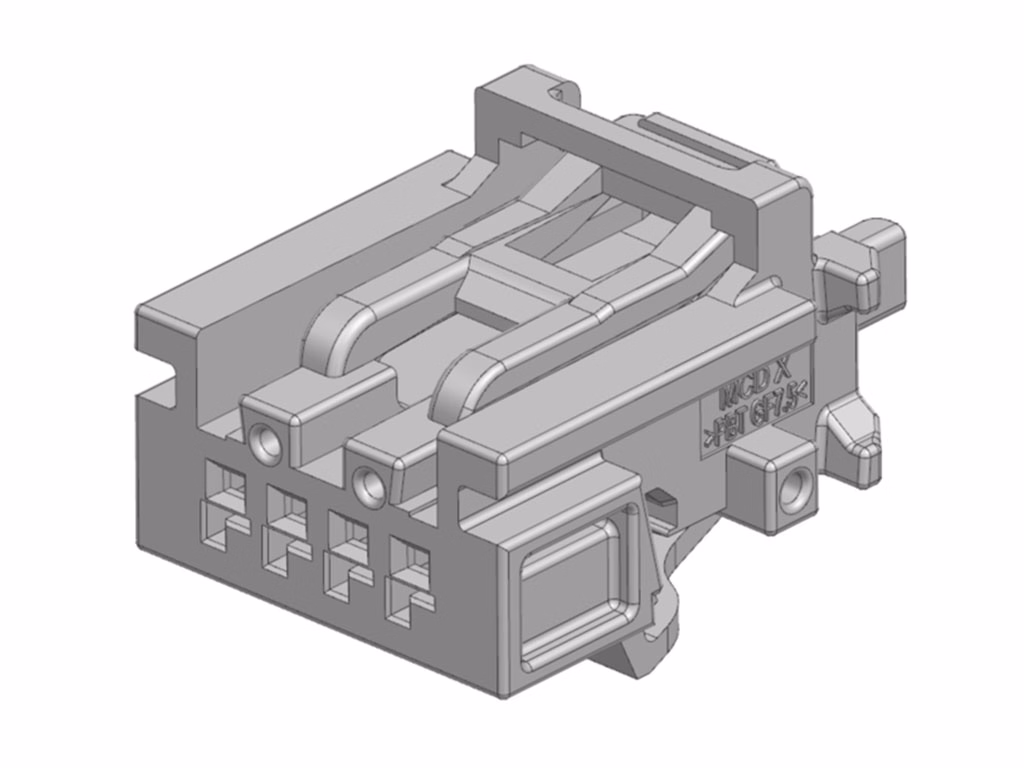 Mini50 Unsealed Receptacle, Single Row, UL 94 HB, with CPA, 4 Circuits, Polarization Option B, Gray