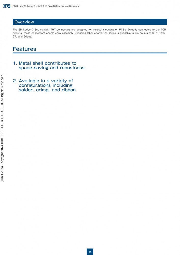 HRS SD Series datasheet page 2