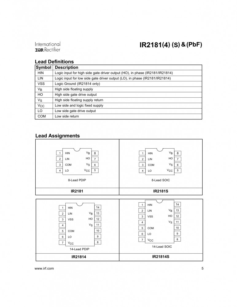 IR2181 technical document page 5