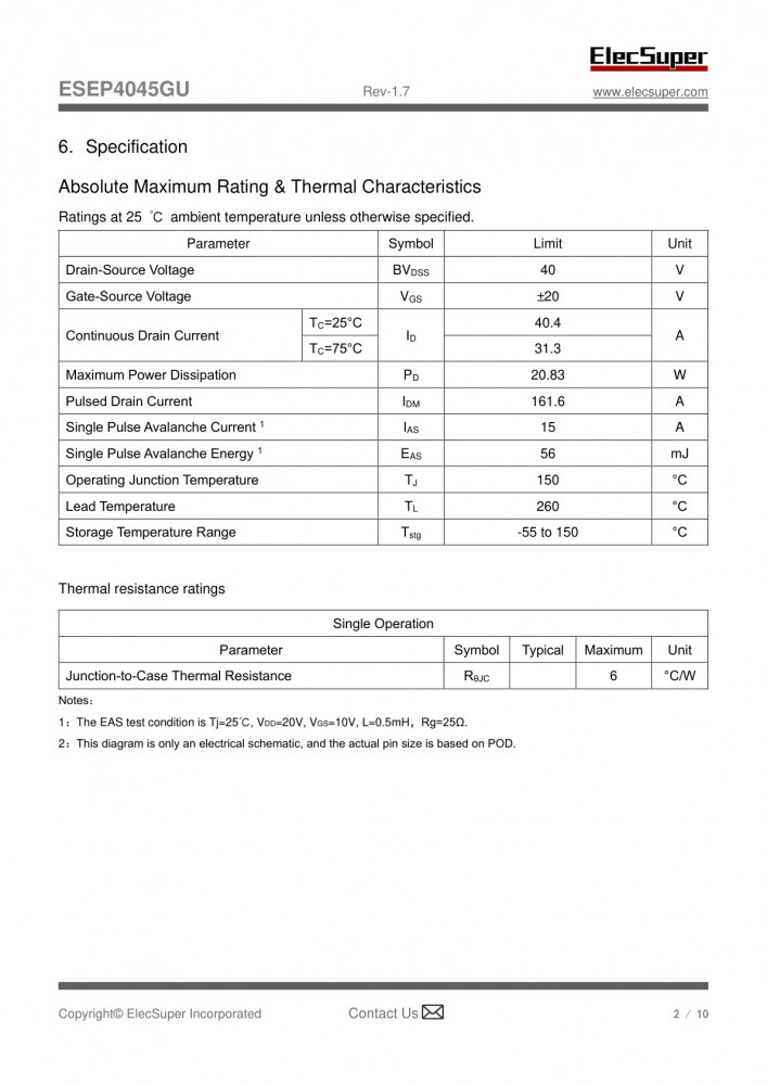 ESEP4045GU datasheet page 2