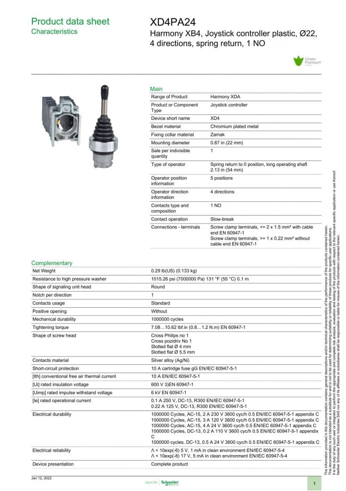 XD4PA24 technical document page 1