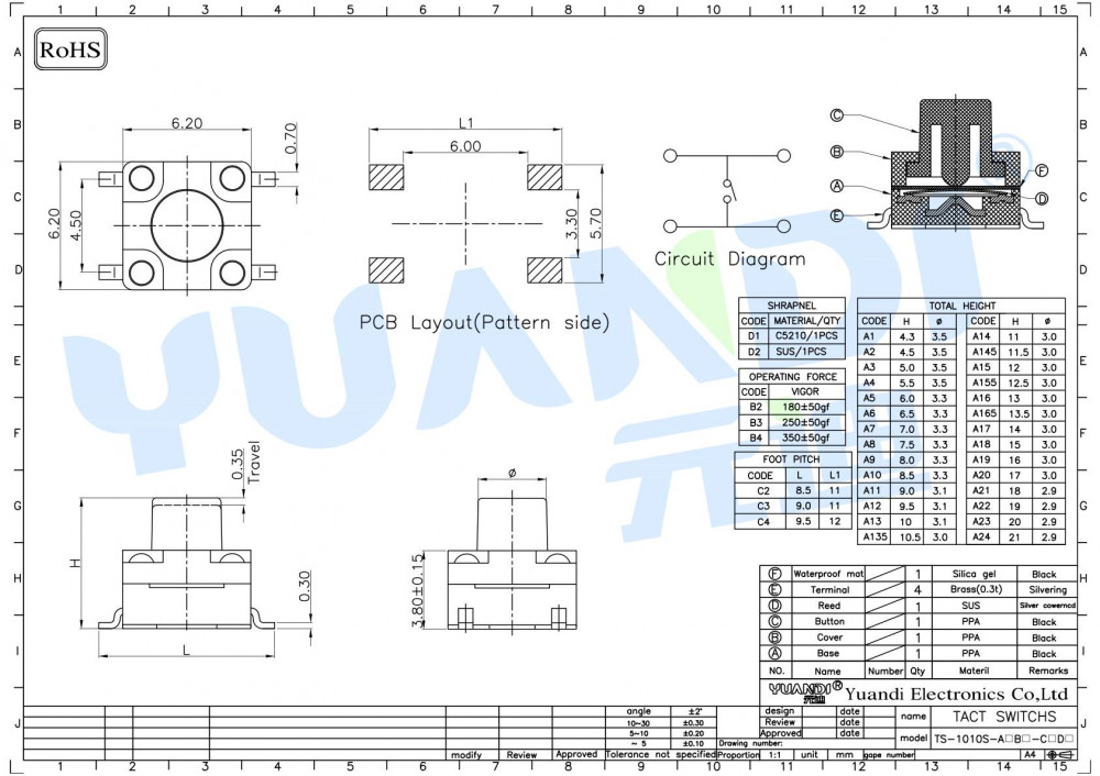 Yuandi TS-1010S-A13B3-C2D2 technical drawing