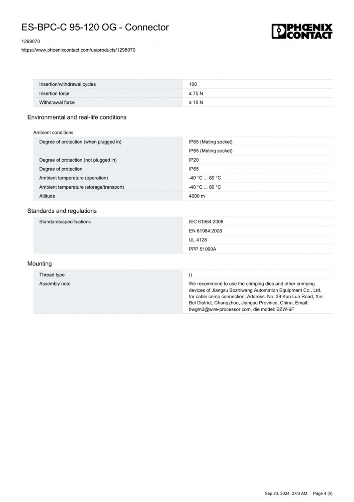 Phoenix Contact 1298070 technical document page 4