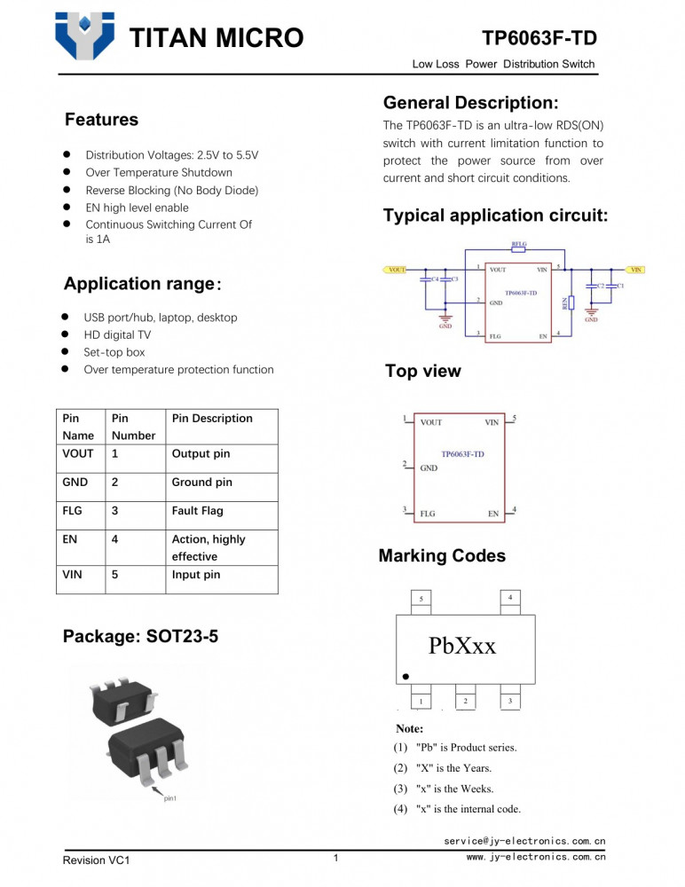 TP6063F-TDX datasheet page 1