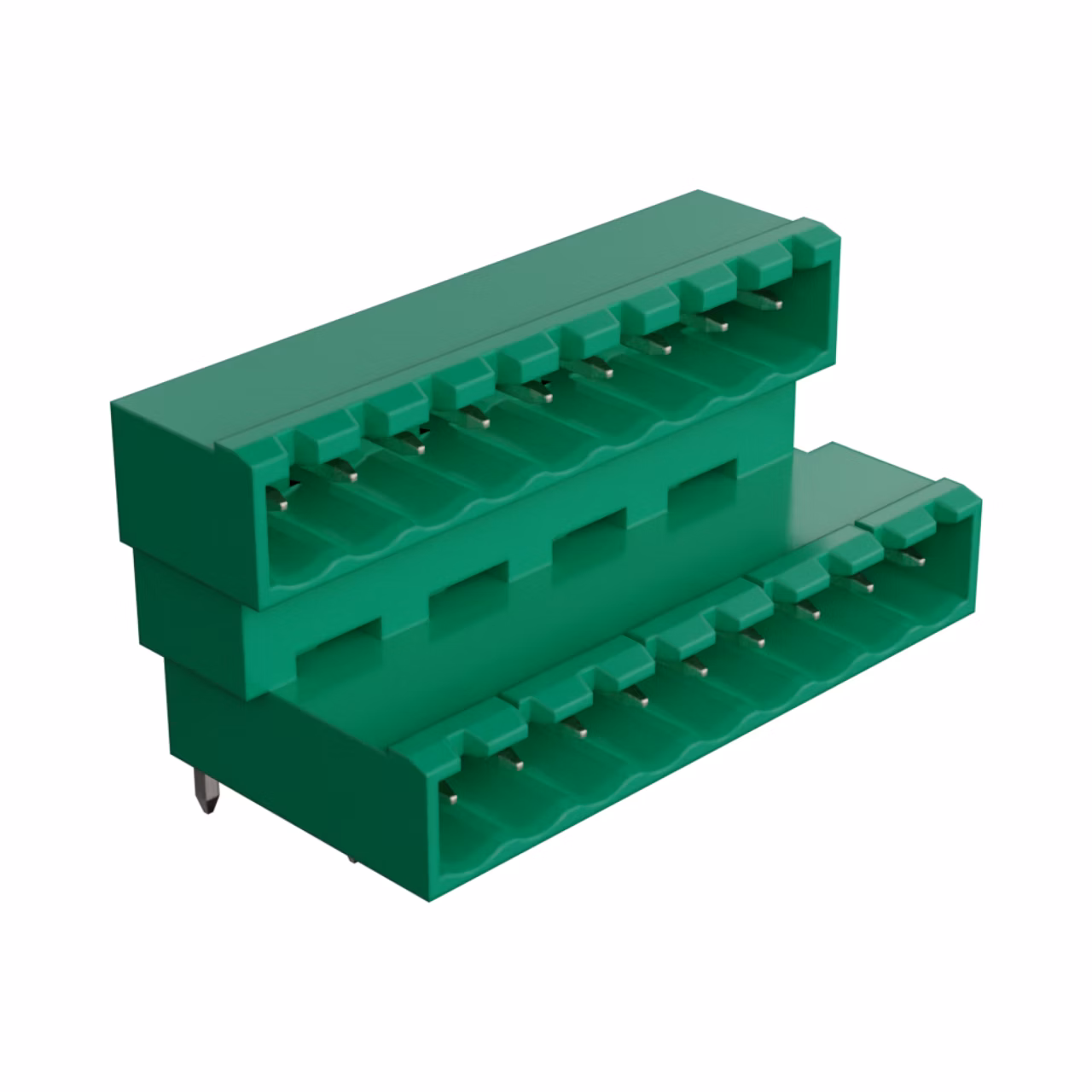 5.00mm Pitch Eurostyle Horizontal Dual Level PCB Header, Closed Ends, Green Housing, 18 Circuits for sale