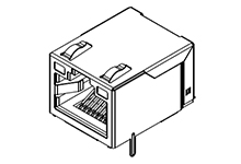 Modular Jack, Right-Angle, Surface Mount, with Integrated Magnetics and LED, with Top Panel Grounding Tabs, 8/8, Lead-Free for sale