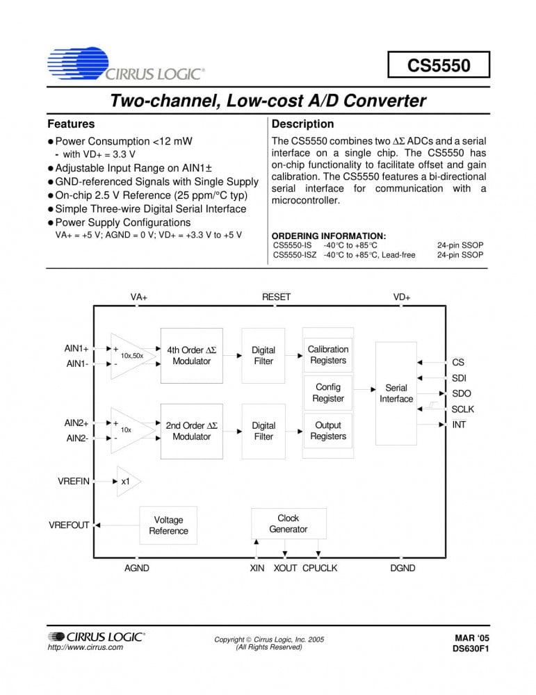 CS5550 datasheet page 1