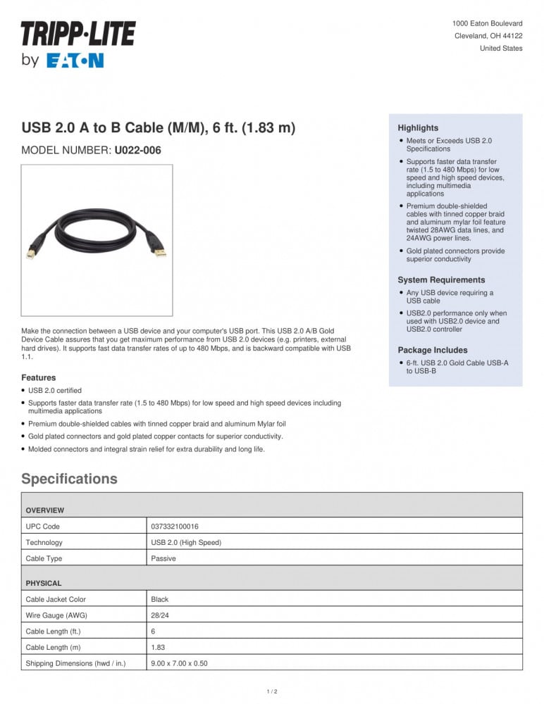U022-006 technical document page 1