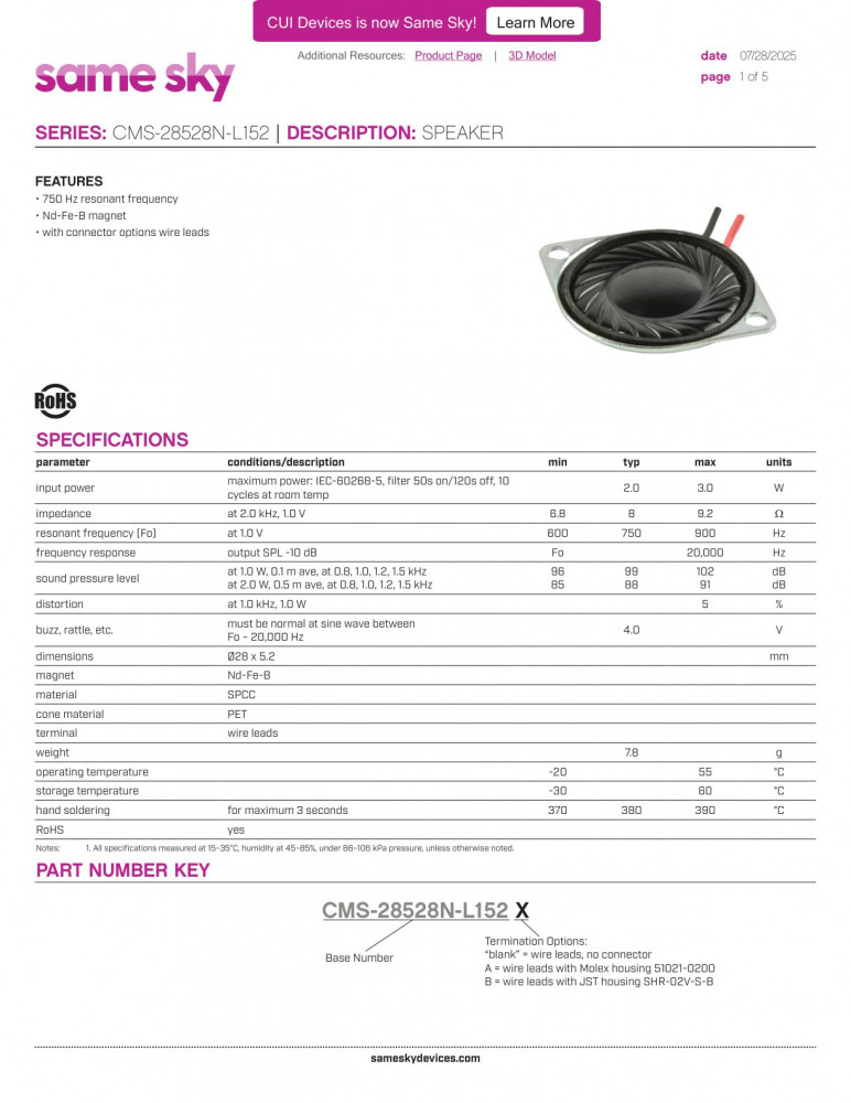 CMS-28528N-L152 technical document page 1