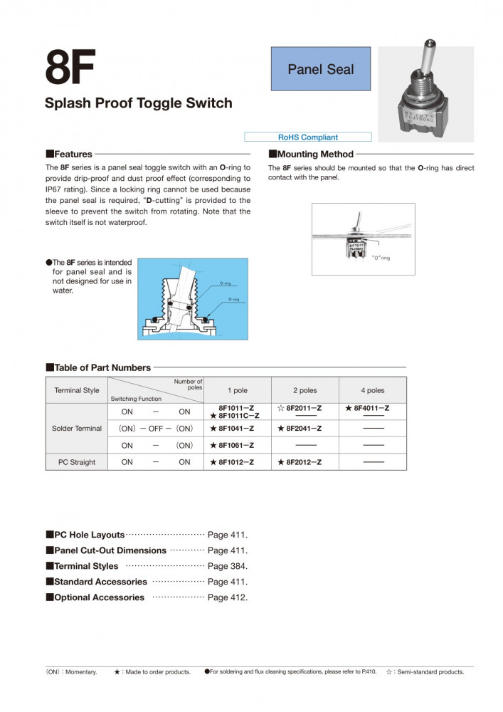 8 Series toggle switch documentation, page 4