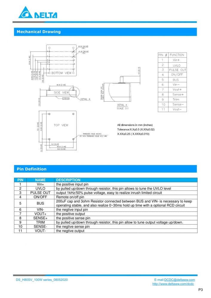 DELTA H80SV15007PRFS datasheet page 3
