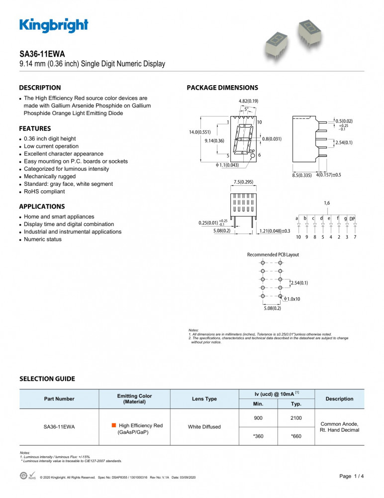 SA36-11EWA datasheet page 1