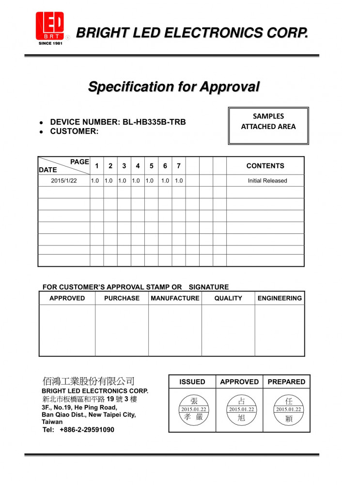 BL-HB335B-TRB-6 datasheet page 1