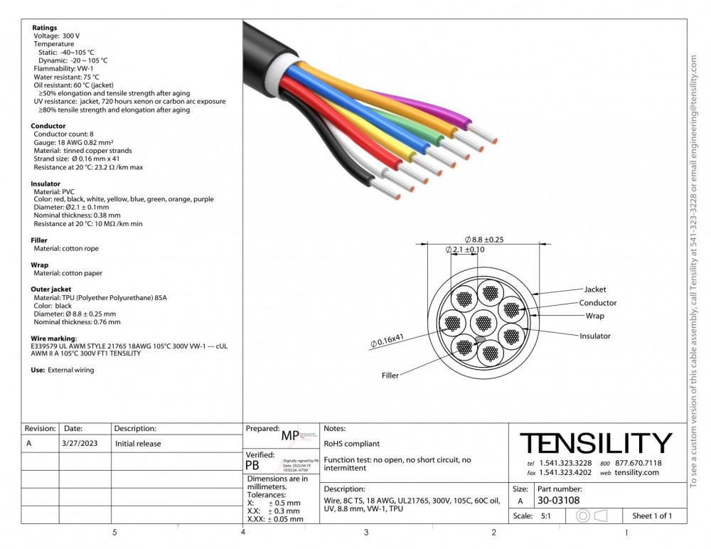 Tensility International 30-03108 cable drawing