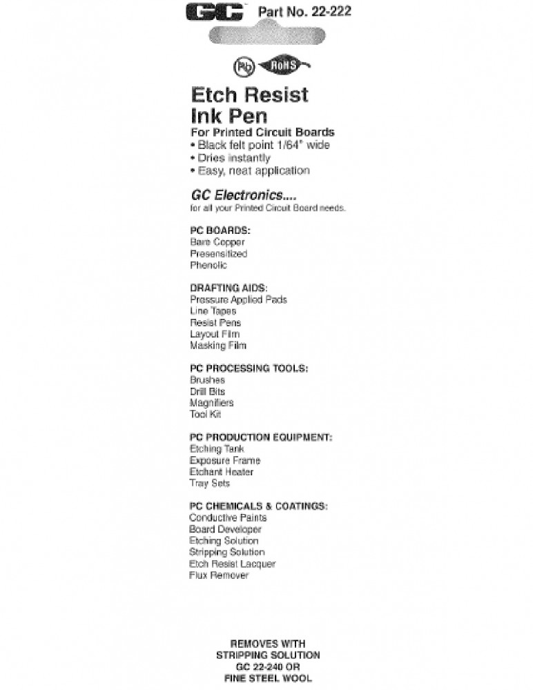 LEA NETWORKS 22-0222 etch resist ink pen product document image