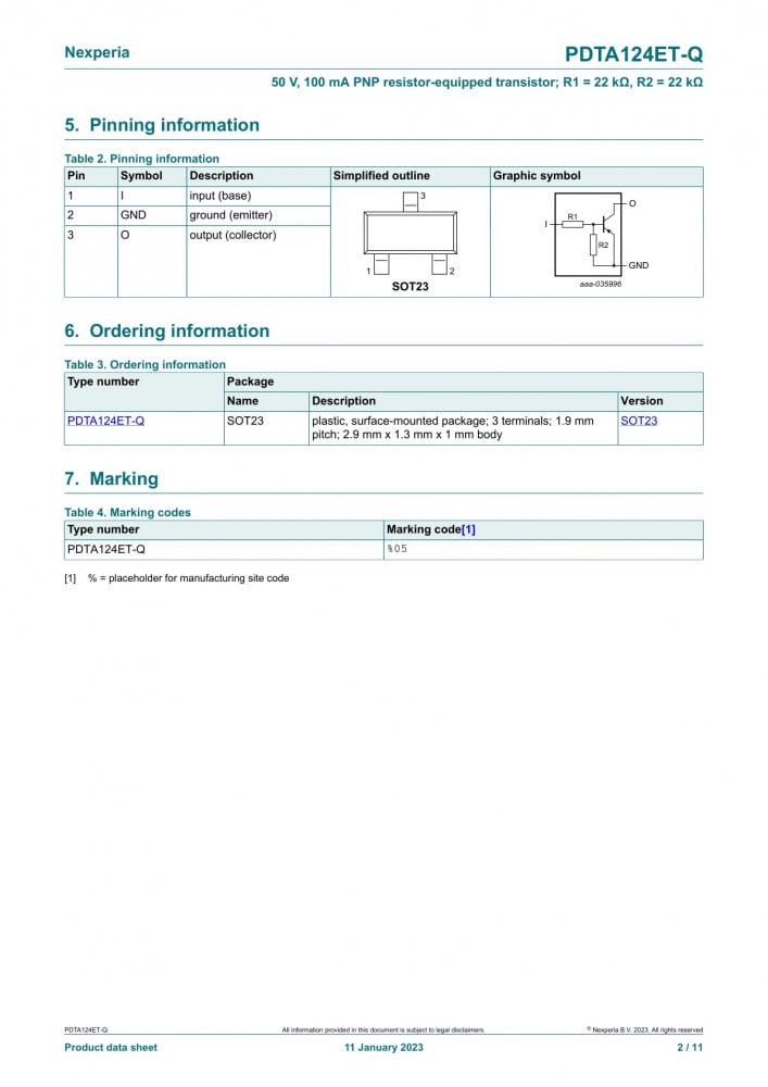 PDTA124ET-Q datasheet page 2