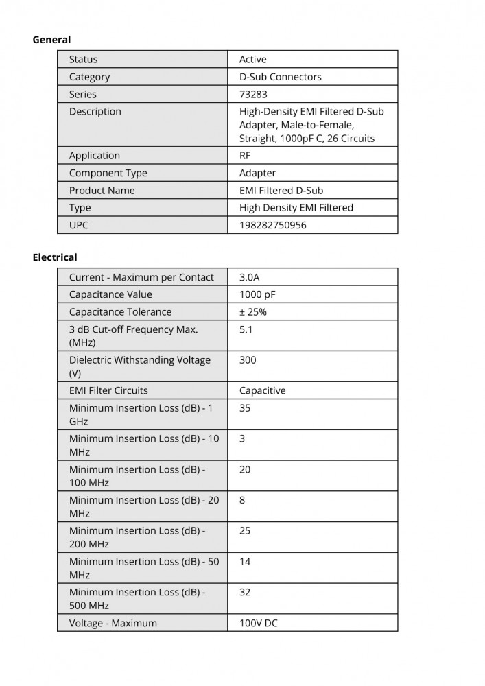 Technical document page 2 for MOLEX 732830331