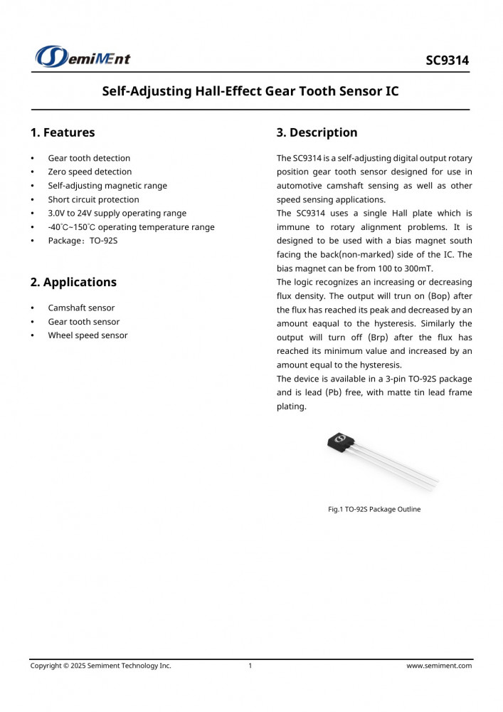SC9314 datasheet page 1