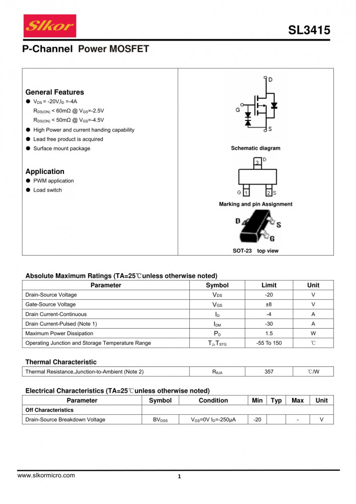 SL3415 datasheet page 1