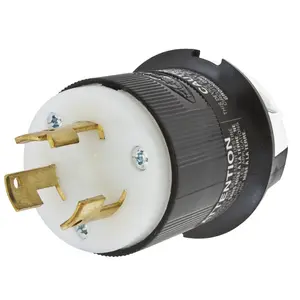 Locking Devices, Twist-Lock®, Industrial, Male Plug, 30A 125/250V, 3-Pole 3-Wire Non Grounding, Non-NEMA, Screw Terminal, Black and White for sale