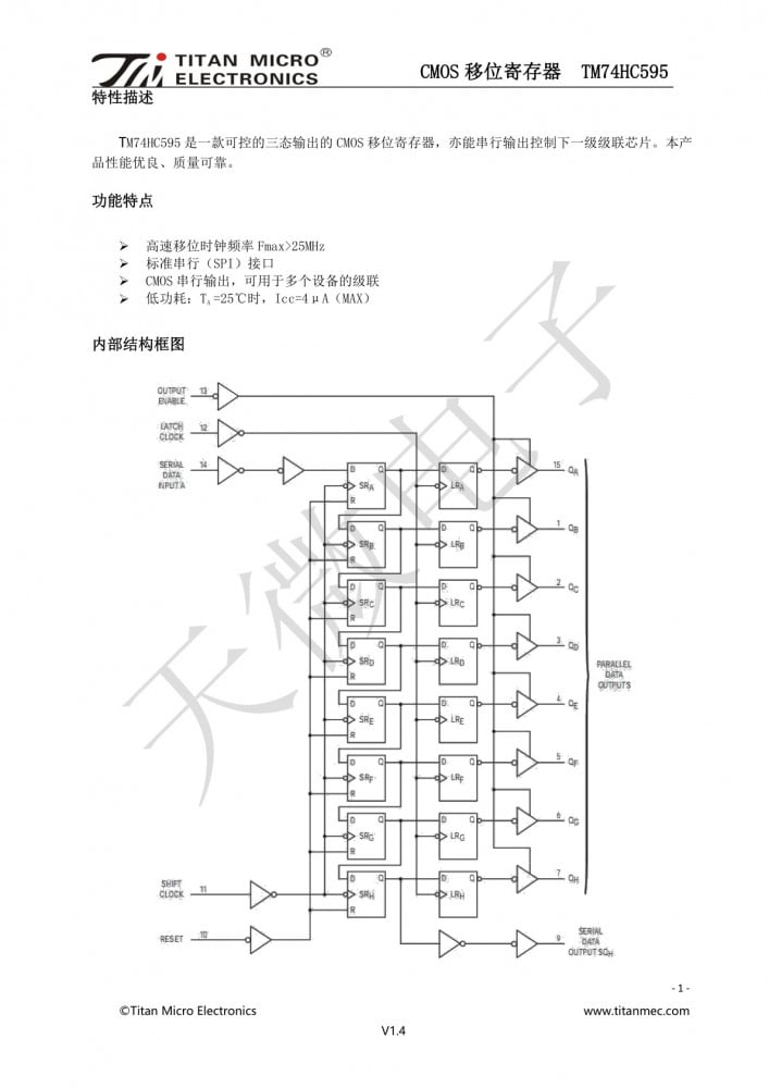 TM74HC595C datasheet page 1