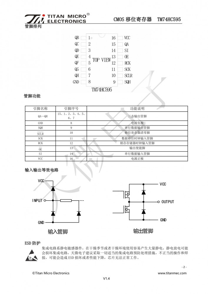 TM74HC595C datasheet page 2