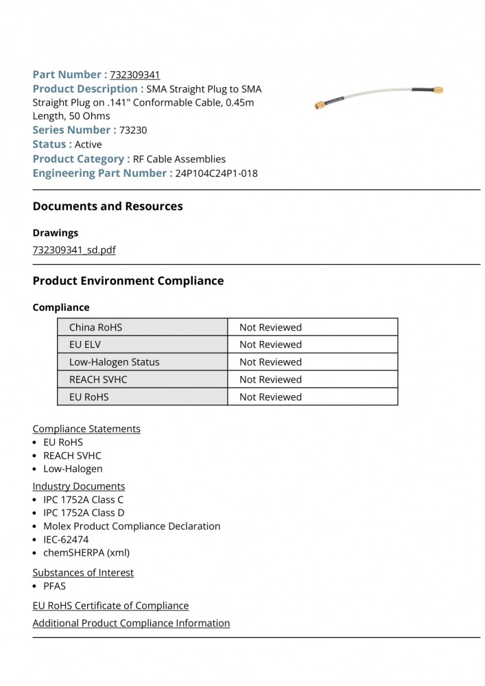 MOLEX 732309341 product drawing page 1