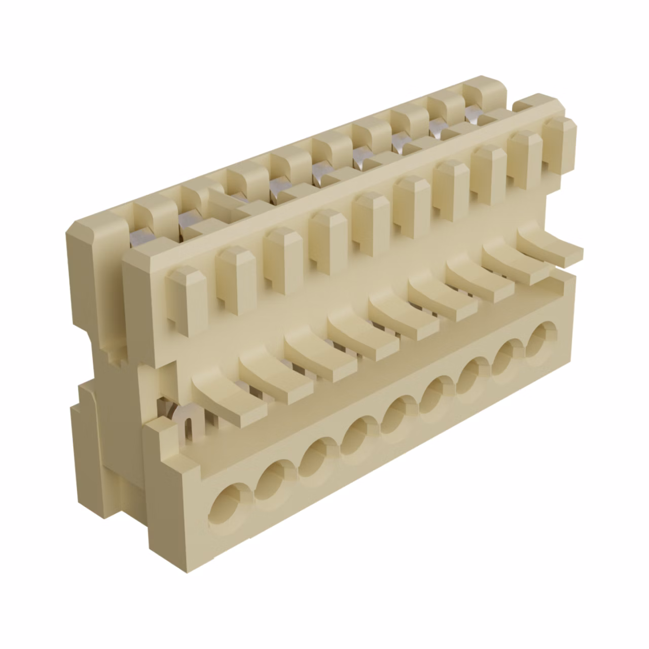 Appli-Mate RAST 2.5 IDT Connector, 2.50mm Pitch, Direct/Indirect, Female, Beaded Terminal, 9 Circuits, All Position Keys, Open Endwalls, Polarizing Rib Between 2/3 for sale