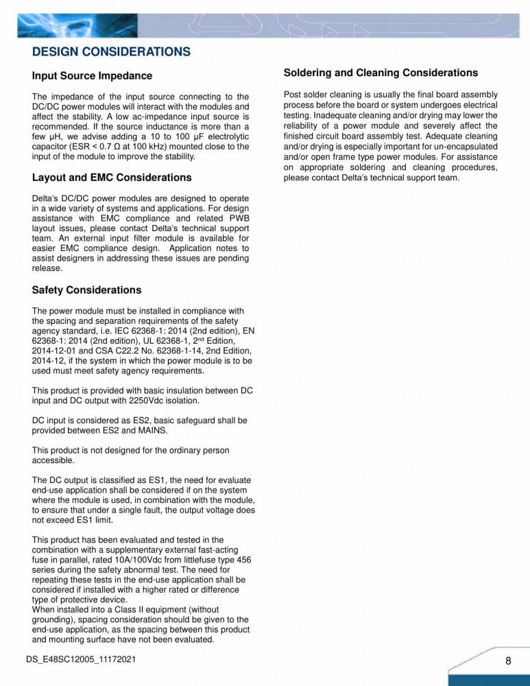 DELTA E48SC12005NNFA datasheet page 8