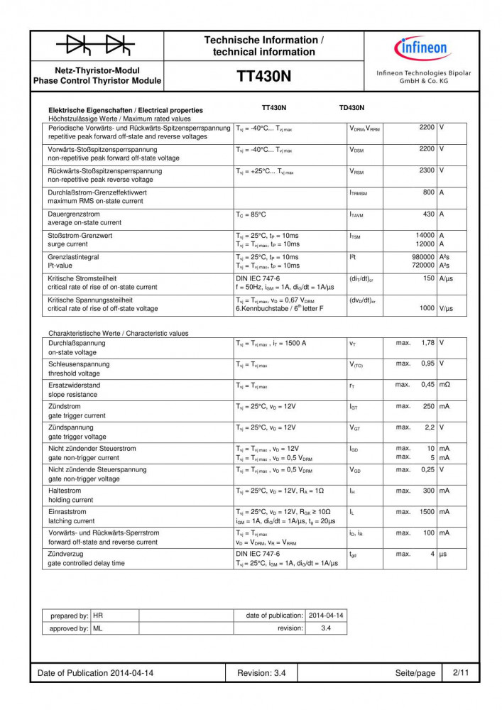 TT430N22KOF technical document page 2