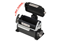 Heavy-Duty Harsh Environment (HE) Single Lever Surface Mount Housing, Die-cast Aluminum, with 1 Lever, with Auto Closing Cover, with Gasket, Size 6B «44x27», M20x2 Thread, Black for sale