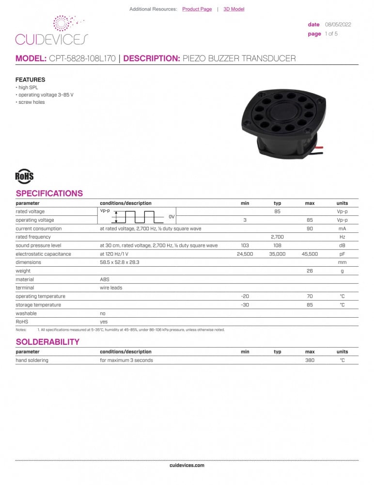 CPT-5828-108L170 datasheet page 1