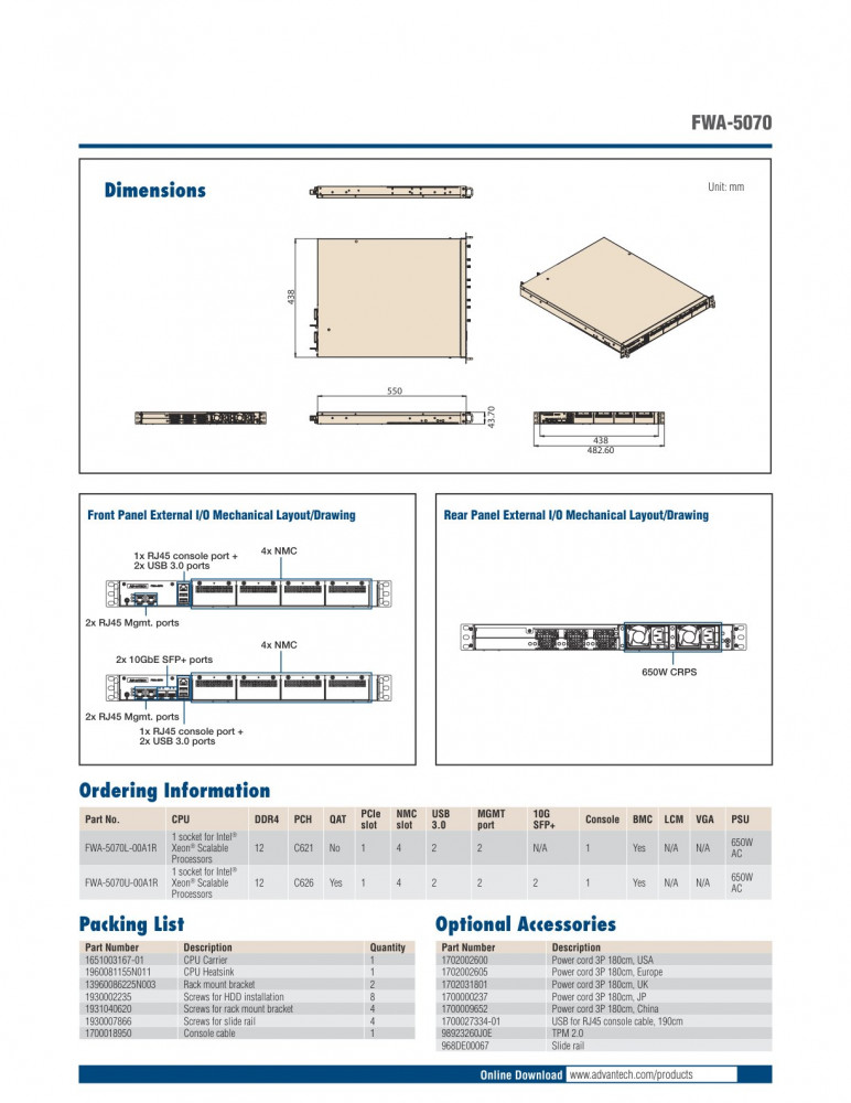 ADVANTECH FWA-5070 product document page 2