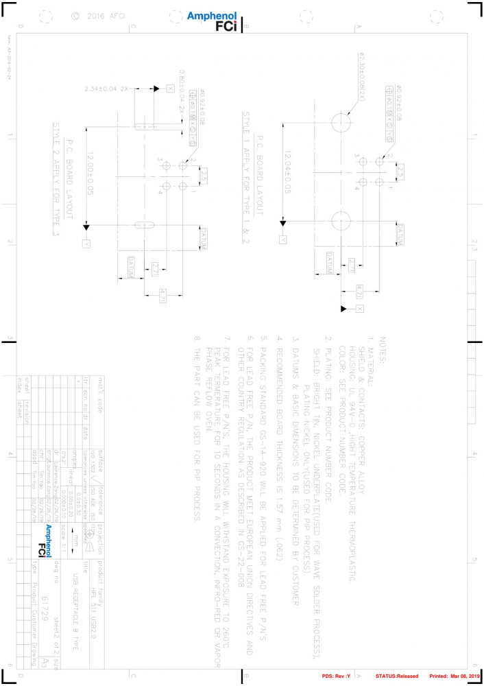 Amphenol 61729-1010BLF technical drawing page 2