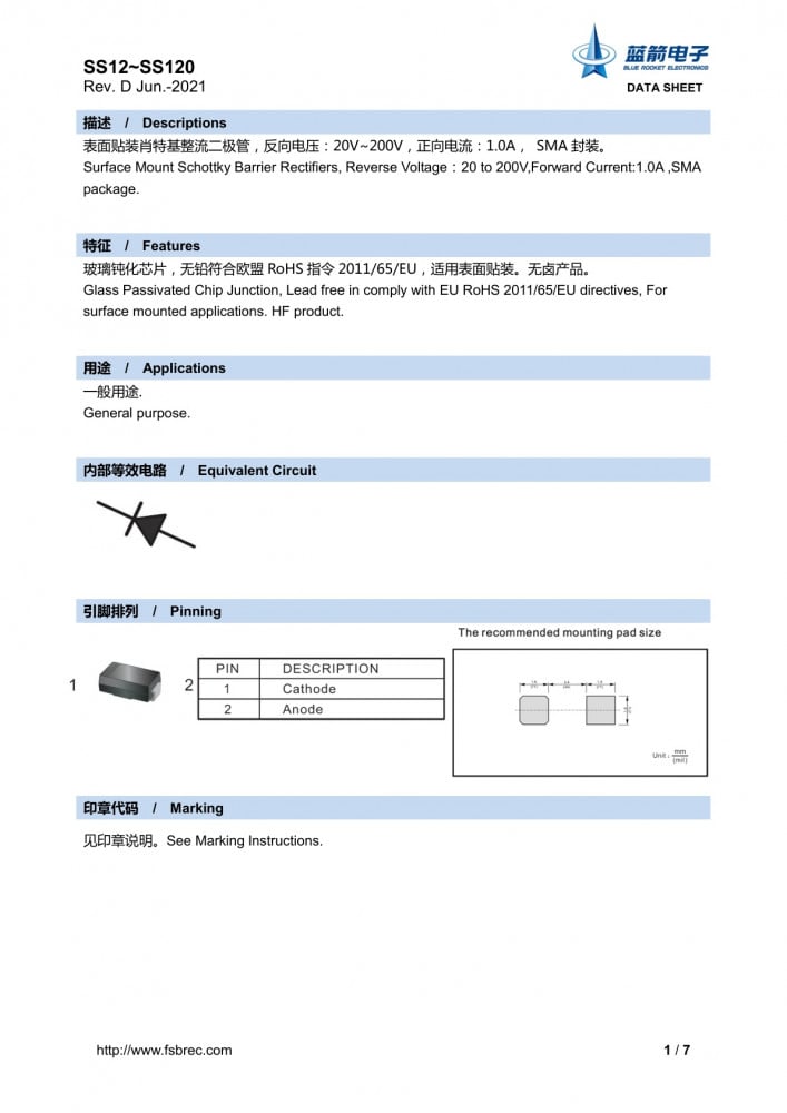 BLUE ROCKET SS16 datasheet page 1