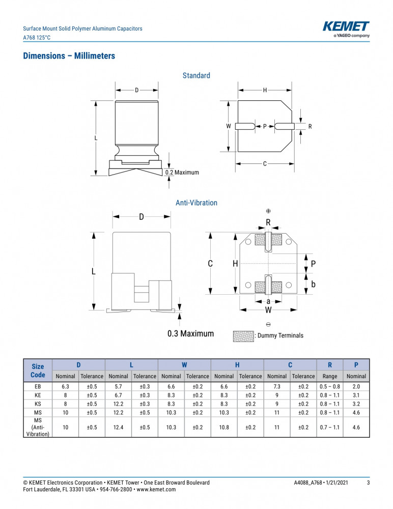 KEMET A768 datasheet page 3